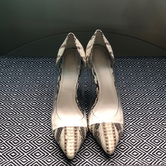 Sandro | Shoes | Sandro Ashley Python Effect Leather Pvc Heels | Poshmark